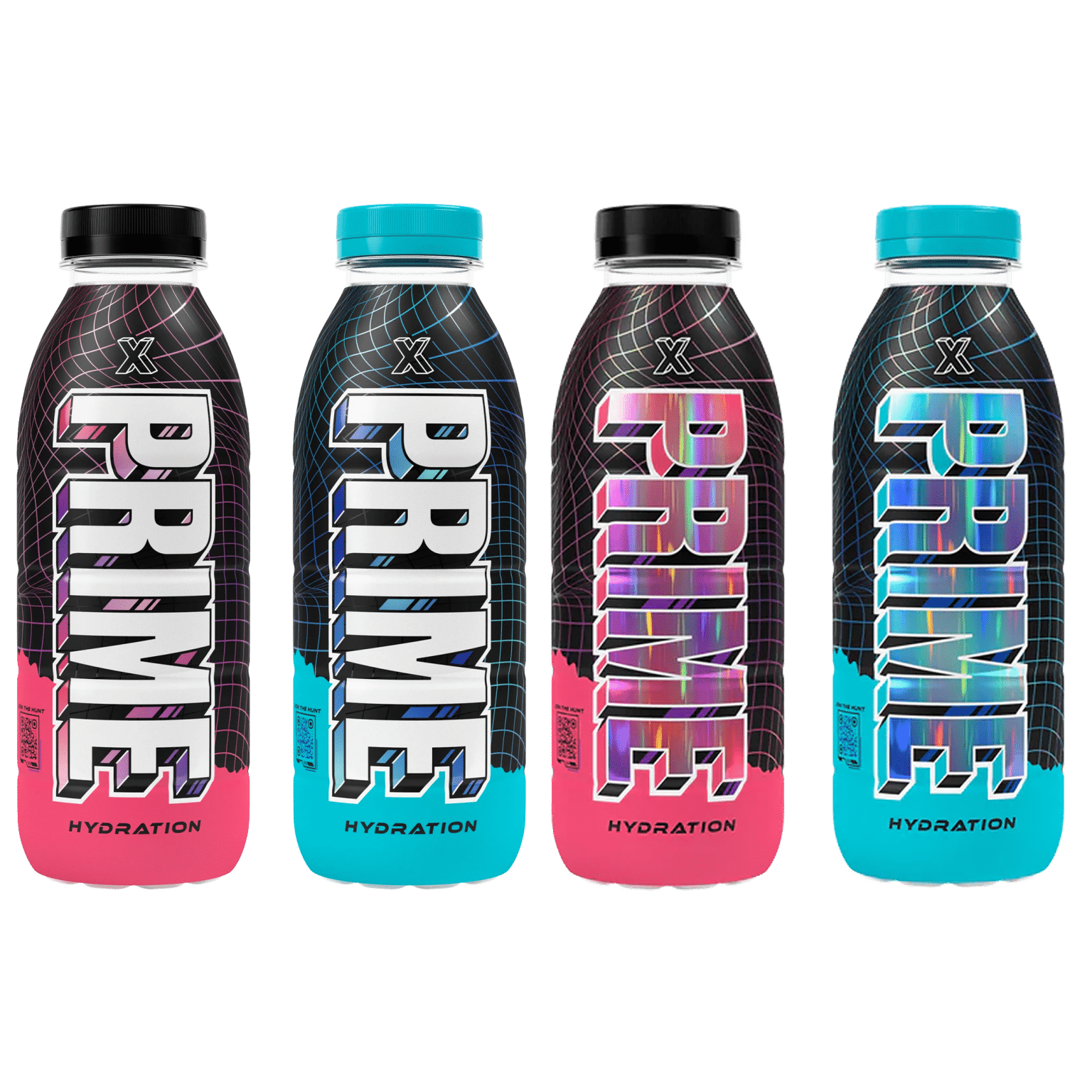 PRIME Hydration X Blue & Pink RARE HOLO Limited Edition FULL Bundle x4 ...